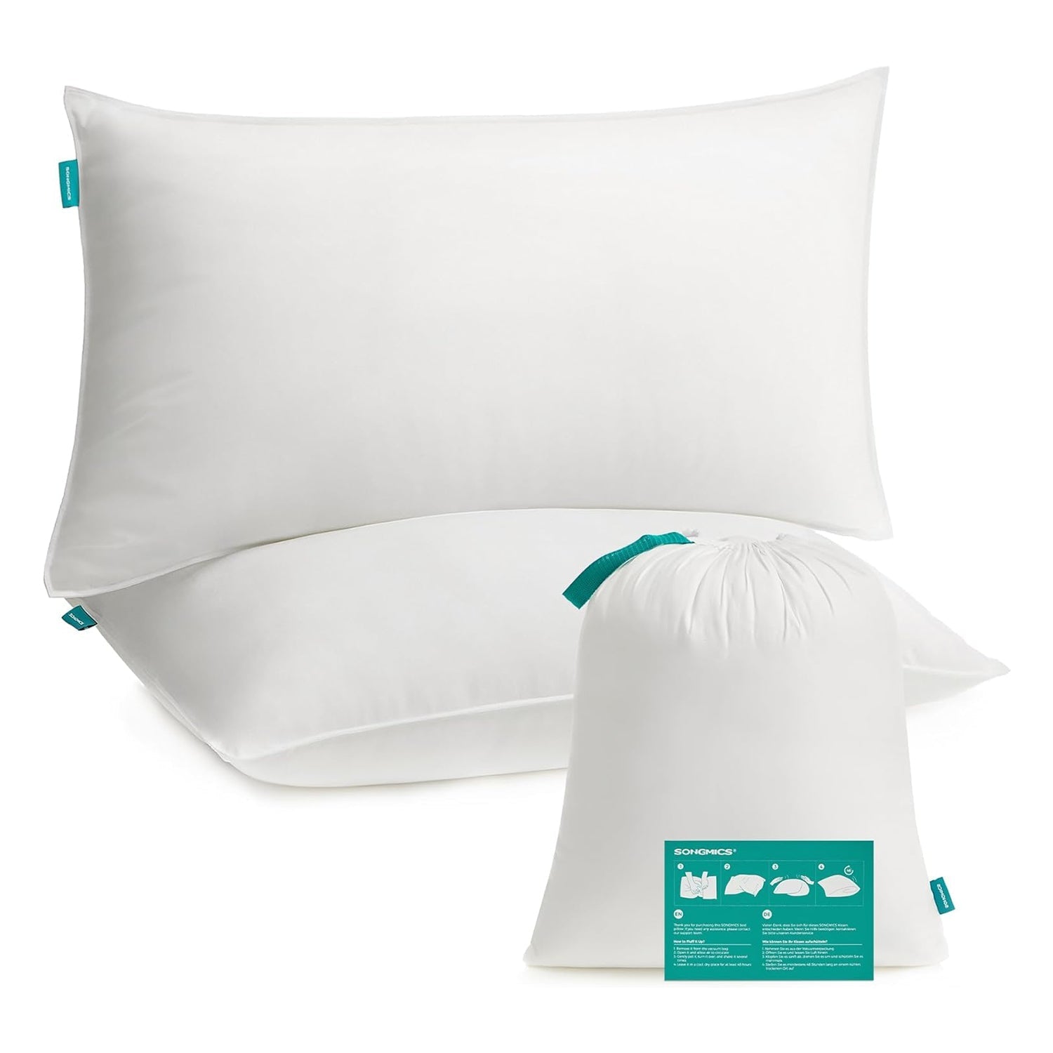 Jastuci za krevet 50 x 70 cm, set od 2 komada, bijeli | SONGMICS ...