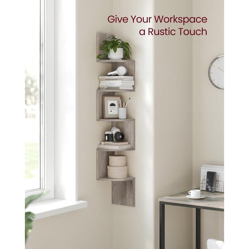 Kutna polica, plutajuća zidna polica u 5 nivoa s cik-cak dizajnom, pol ...