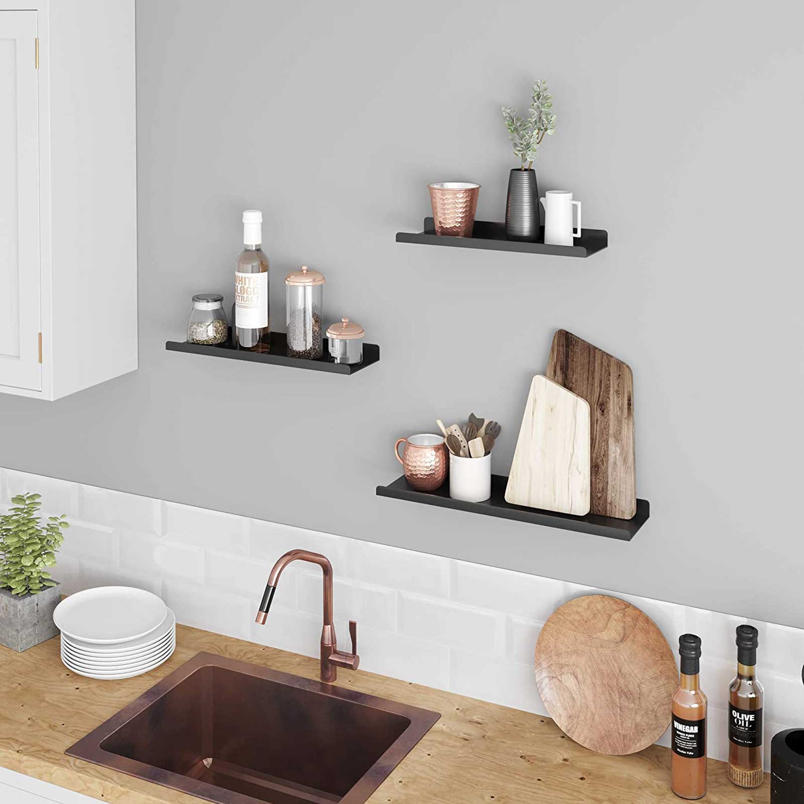 metalne zidne police, set od 3 plutajuće police, crne | – Vasdom.hr