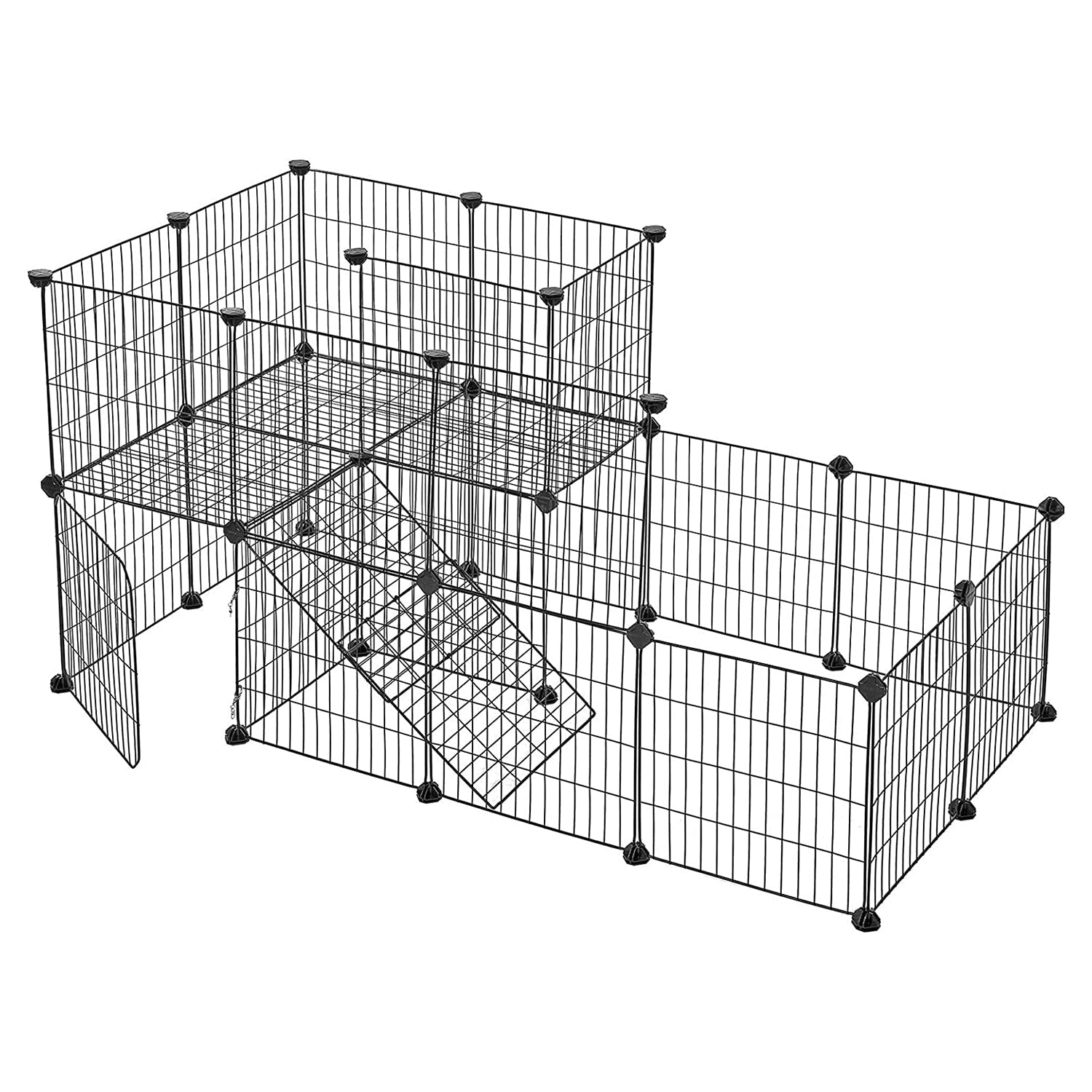 Metalni mrežasti kavez za kućne ljubimce, prilagodljivo igralište, crn ...