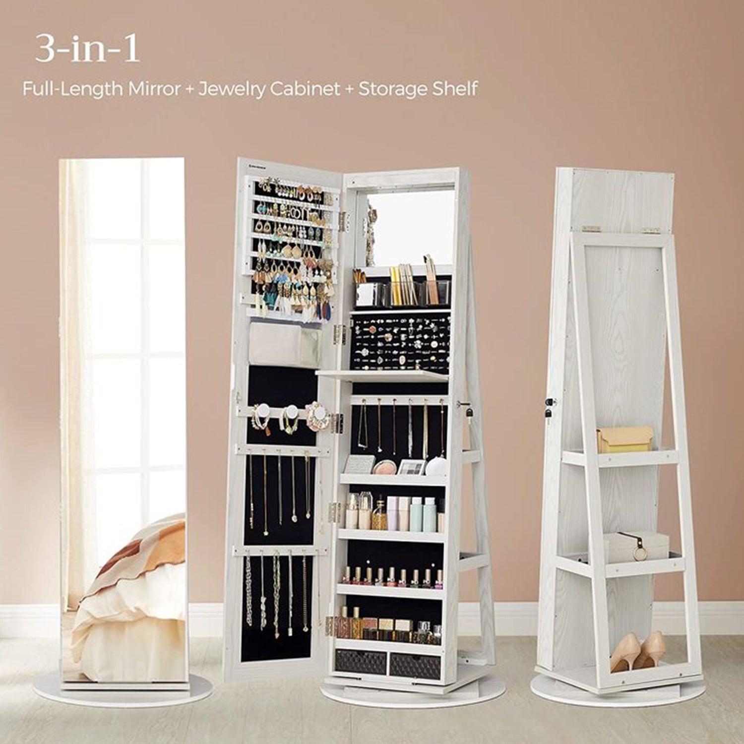 samostojeći ormarić za nakit s ogledalom, na zaključavanje, sa 6 LED ...